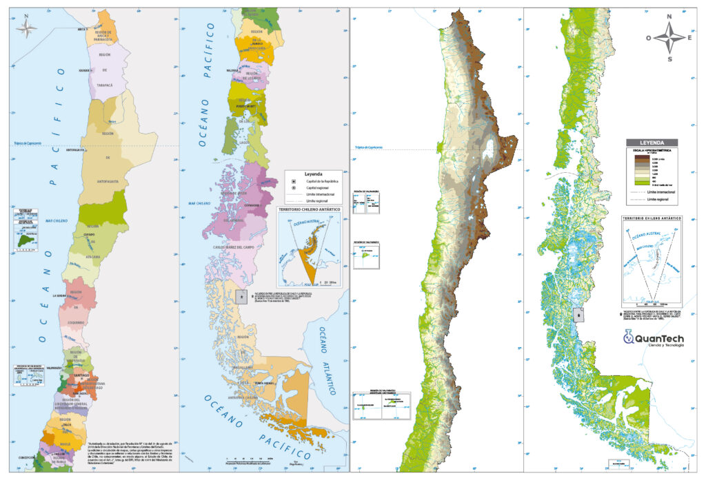 Mapa De Chile Division Politico Administrativa 70x100cm Quantech