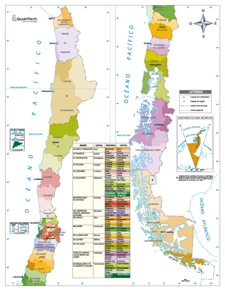 MAPA DE CHILE POLITICO Y ADMINISTRATIVO CON DIVISION REGIONAL 70X100CM ...
